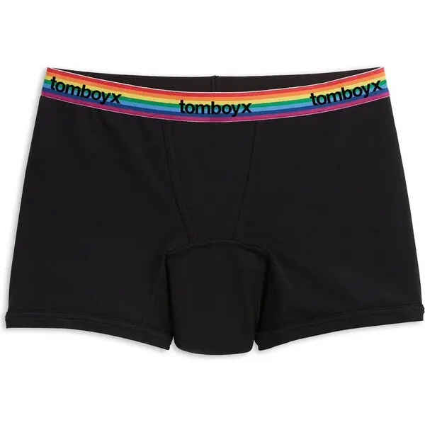 TOMBOYX First Line Stretch Cotton Period 4.5-inch Trunks - Black Rainbow Logo