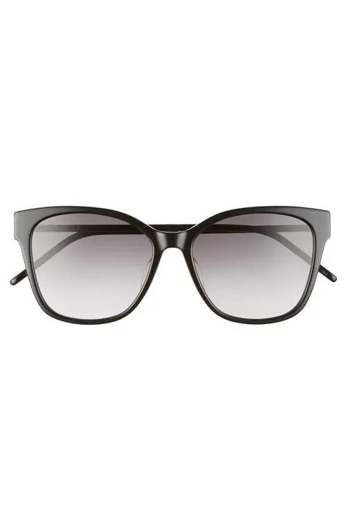Saint Laurent 56mm Rectangular Sunglasses - Shiny Black/ Smoke Gradient