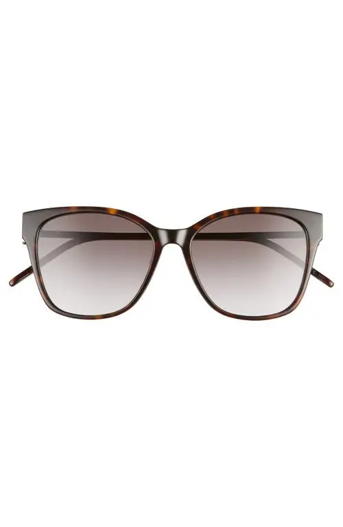 Saint Laurent 56mm Rectangular Sunglasses - Shiny Dark Havana/grey Grad