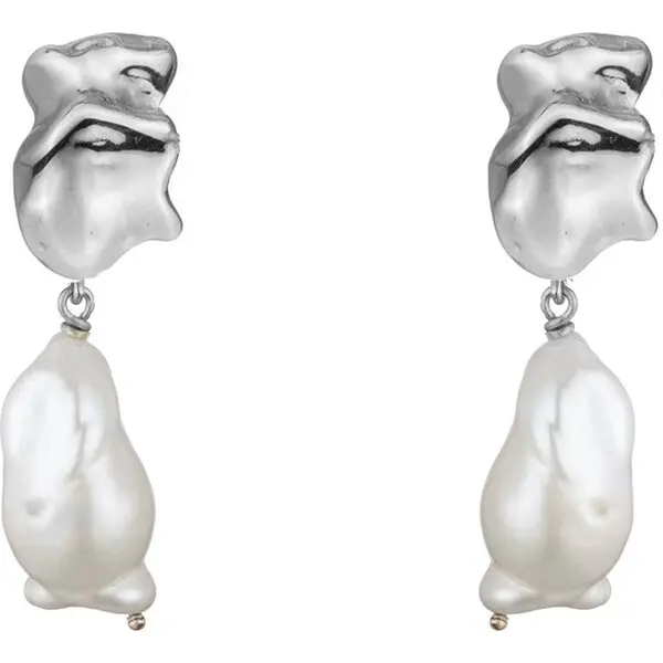 STERLING KING Freshwater Pearl Drop Earrings - Sterling Silver