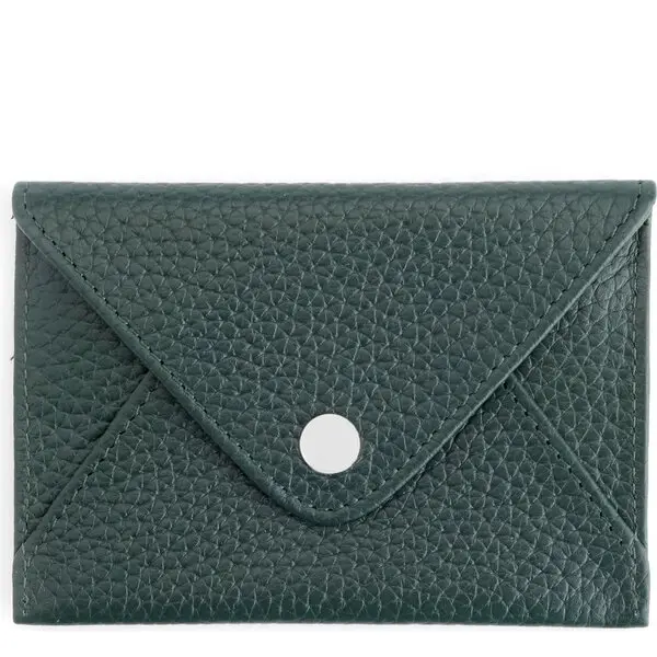 ROYCE NEW YORK Leather Envelope Card Holder - Dark Green