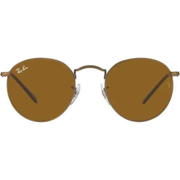 Ray-ban Icons 53mm Round Sunglasses - Antique Gold/brown