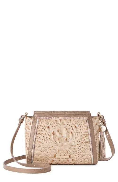 Brahmin Hillary Croc Embossed Leather Crossbody Bag - Beige Multi