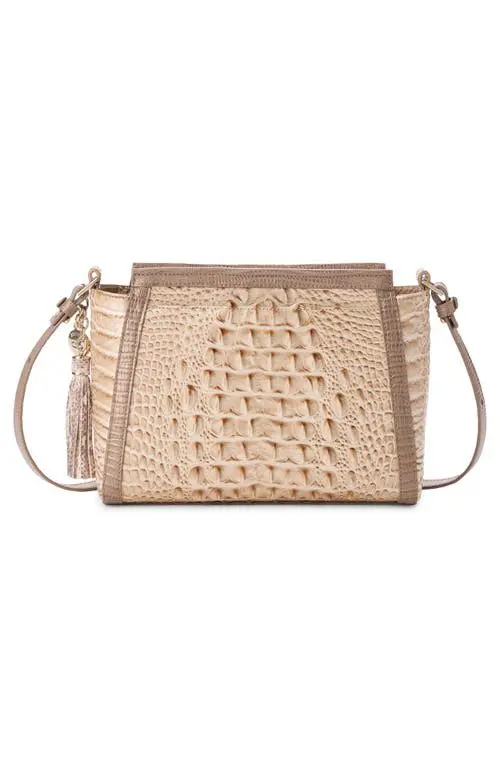 Brahmin Hillary Croc Embossed Leather Crossbody Bag - Beige Multi
