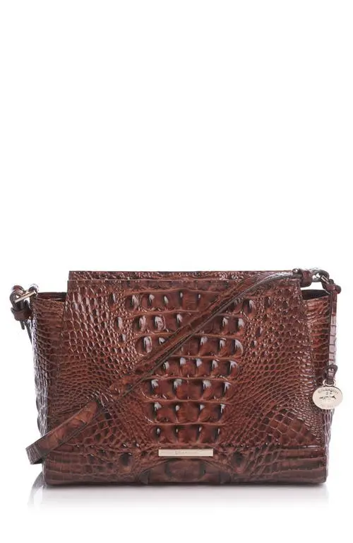 Brahmin Hillary Croc Embossed Leather Crossbody Bag - Pecan