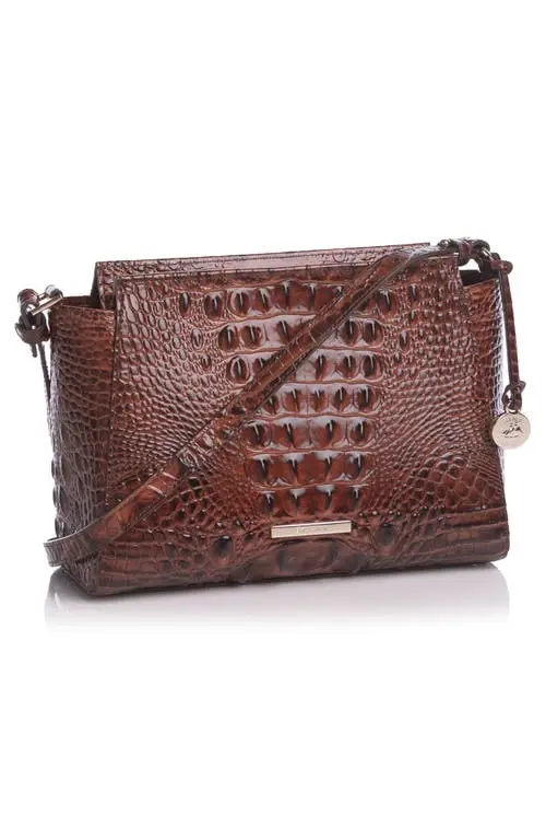 Brahmin Hillary Croc Embossed Leather Crossbody Bag - Pecan
