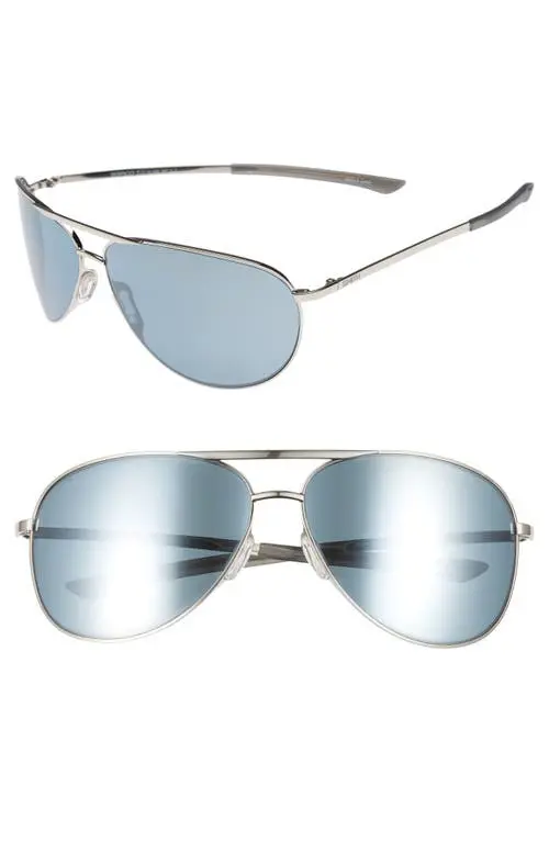 SMITH Serpico Slim 2.0 65mm Chromapop™ Polarized Aviator Sunglasses - Silver/platinum Polar