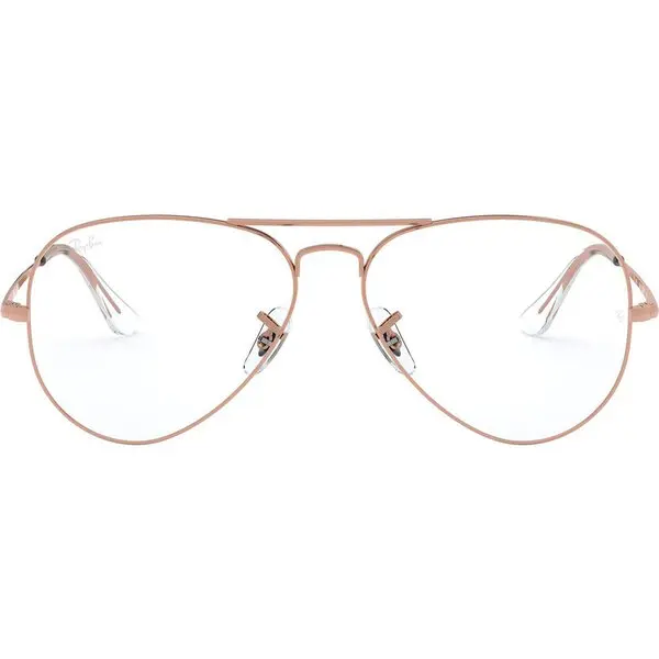 Ray-ban 55mm Aviator Optical Glasses - Shiny Rose Gold