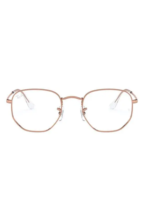 Ray-ban 51mm Round Eyeglasses - Shiny Rose Gold