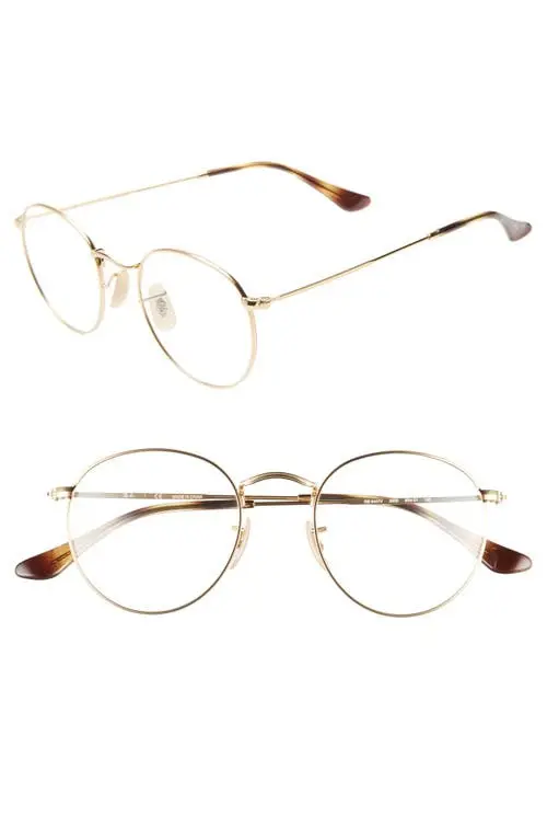 Ray-ban 50mm Round Eyeglasses - Gold