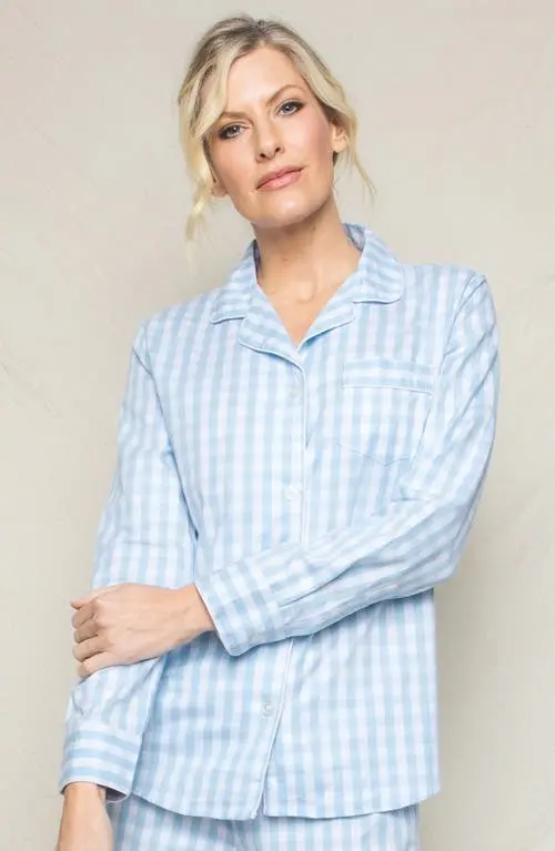 PETITE PLUME Classic Gingham Brushed Cotton Woven Twill Pajamas