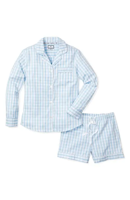 PETITE PLUME Gingham Check Short Cotton Pajamas - Blue