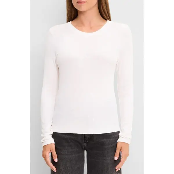 Michael Stars Finn Rib Crewneck Top - Coconut Mi