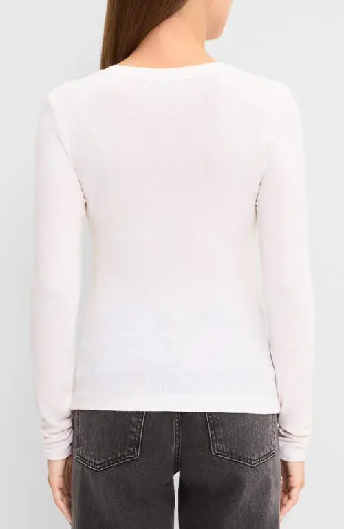 Michael Stars Finn Rib Crewneck Top - Coconut Mi