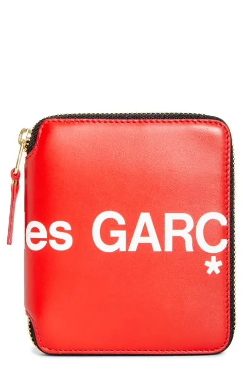 Comme Des Garçons Huge Logo Zip Around Wallet - Red
