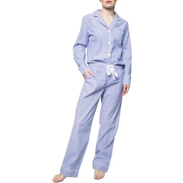 PETITE PLUME Seersucker Stripe Pajamas - Blue