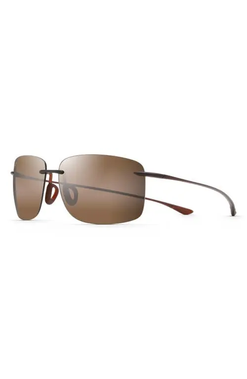 Maui Jim Hema 62mm Polarized Rectangle Sunglasses - Matte Rootbeer