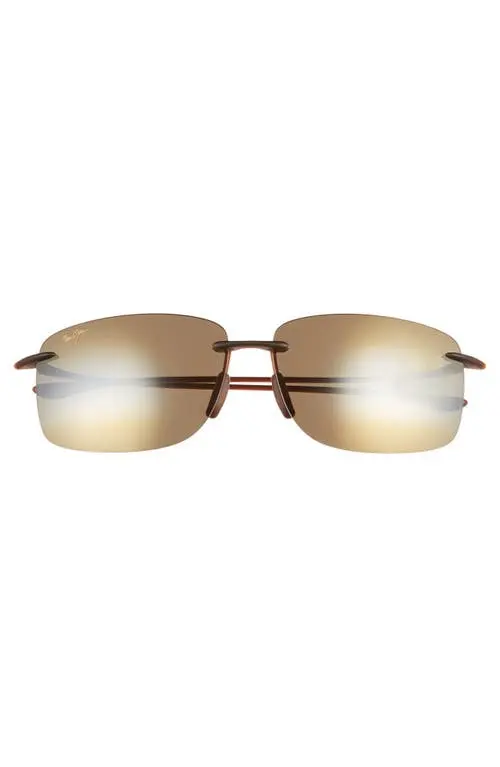 Maui Jim Hema 62mm Polarized Rectangle Sunglasses - Matte Rootbeer