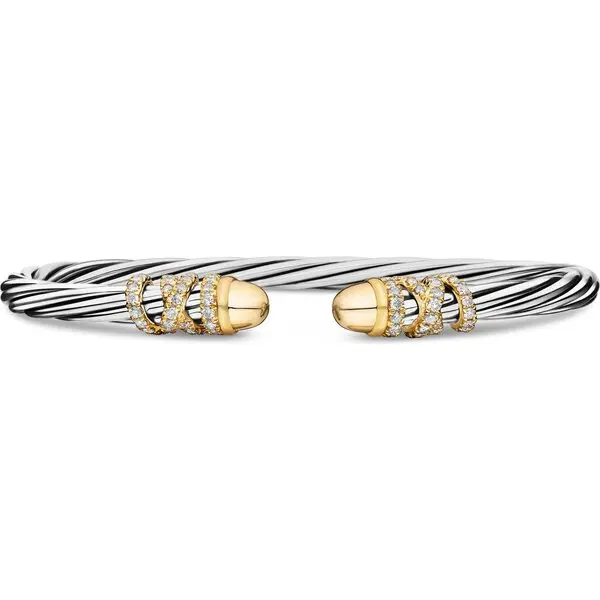 David Yurman Helena Bracelet With Diamonds - Gold/silver/gold Dome