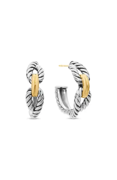 David Yurman Cable Loop Hoop Earrings - Yellow Gold/sterling Silver