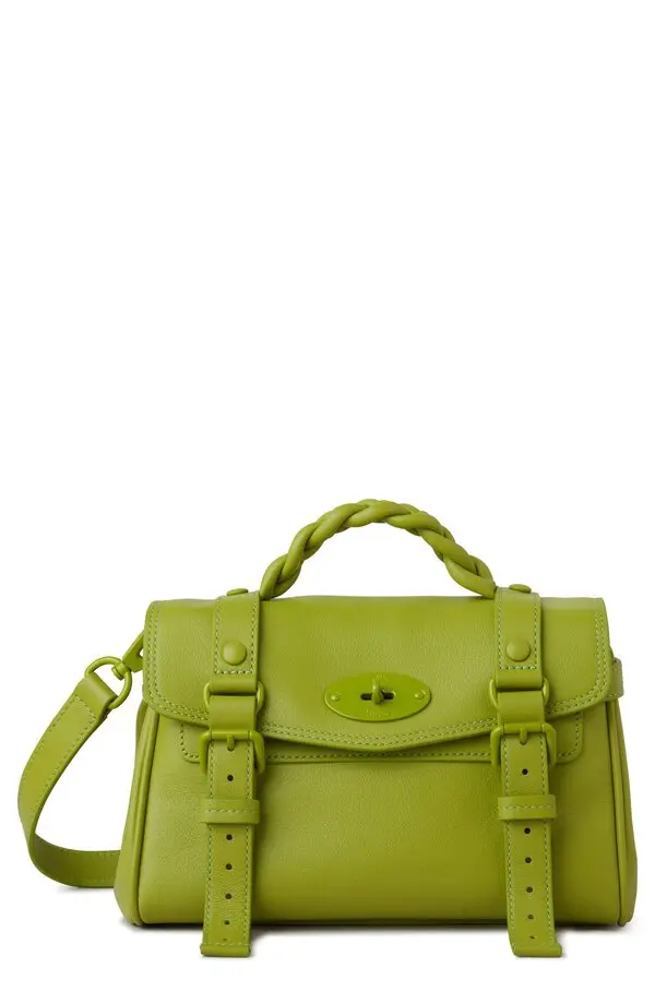 Mulberry Mini Alexa Leather Satchel Acid Green Editorialist