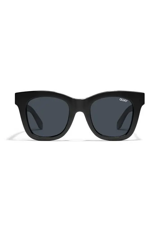 Quay After Hours 51mm Polarized Square Sunglasses - Shiny Black/ Smoke