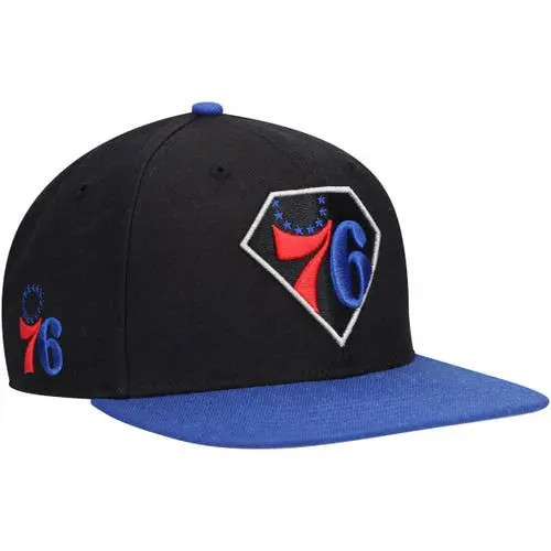 '47 Philadelphia 76ers Carat Captain Snapback Hat - Black