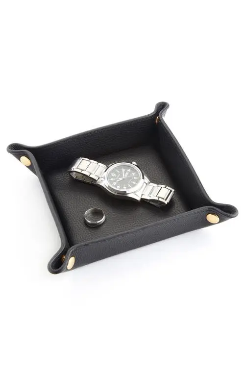 ROYCE NEW YORK Leather Valet Tray - Black
