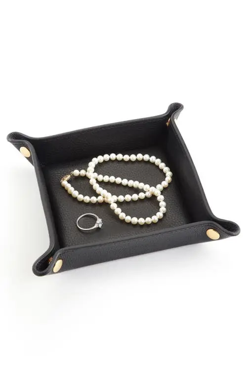 ROYCE NEW YORK Leather Valet Tray - Black