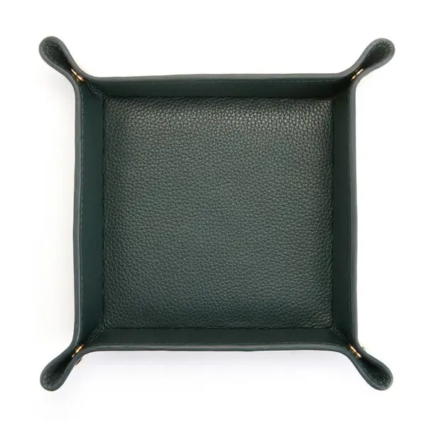 ROYCE NEW YORK Leather Valet Tray - Dark Green