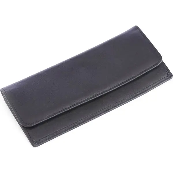 ROYCE NEW YORK Rfid Blocking Leather Clutch Wallet - Black
