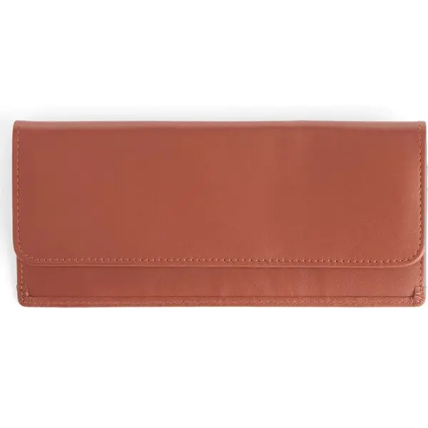 ROYCE NEW YORK Rfid Blocking Leather Clutch Wallet - Tan