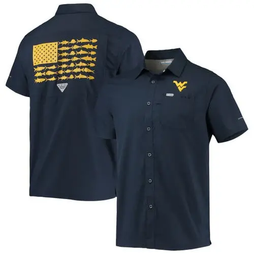 Columbia Pfg West Virginia Mountaineers Slack Tide Camp Button-up Shirt - Navy