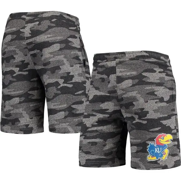 CONCEPTS SPORT Gray Kansas Jayhawks Camo Backup Terry Jam Lounge Shorts - Charcoal