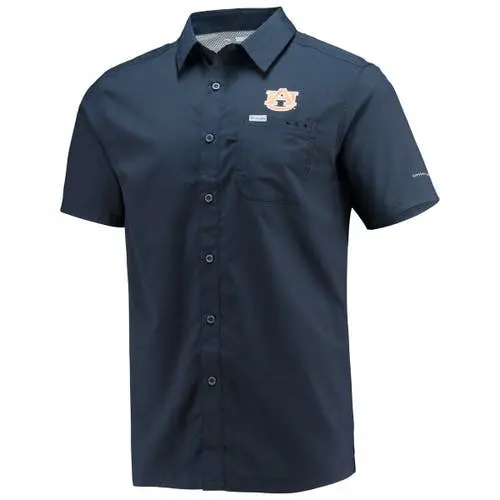 Columbia Pfg Auburn Tigers Slack Tide Camp Button-up Shirt - Navy