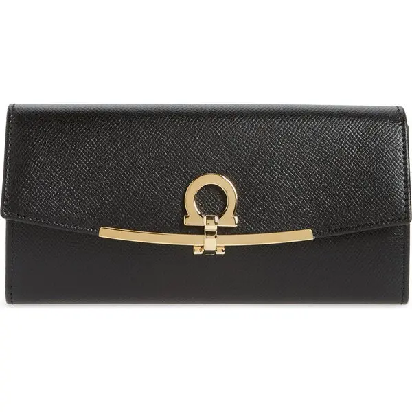 FERRAGAMO Icona Clip Continental Wallet - Nero