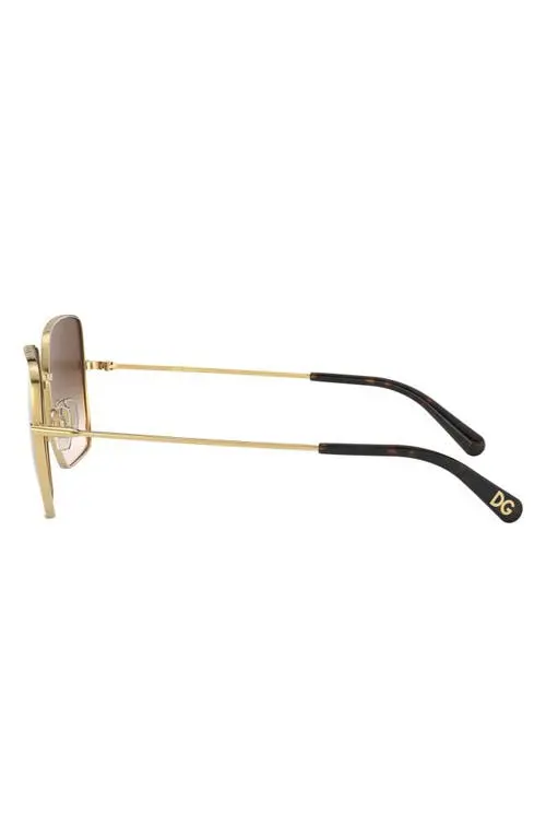 Dolce & Gabbana 57mm Square Sunglasses - Gold Black