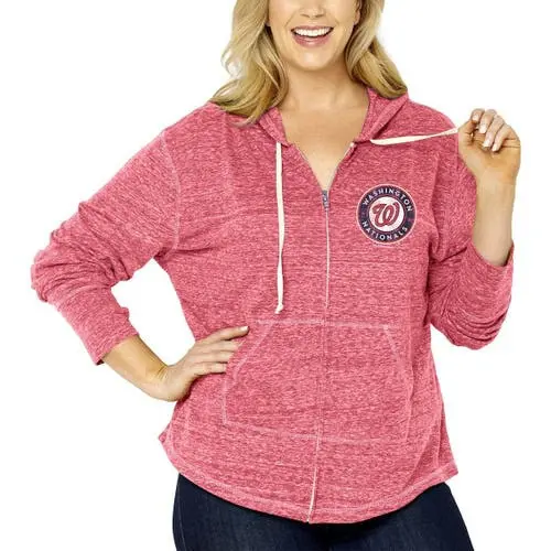 SOFT AS A GRAPE Washington Nationals Full-zip Lightweight Hoodie Top - Red