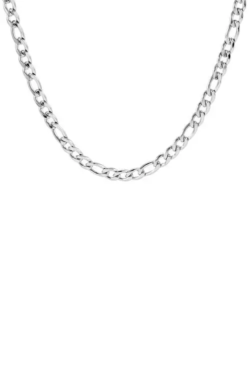 BROOK & YORK Stainless Steel Figaro Chain Necklace - Silver