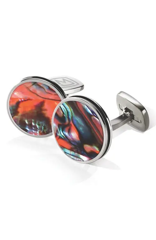 M-Clip® Abalone Cuff Links - Stainless Steel/ Orange