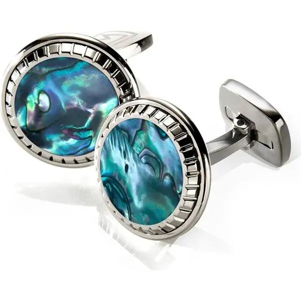 M-Clip® Abalone Cuff Links - Stainless Steel/green