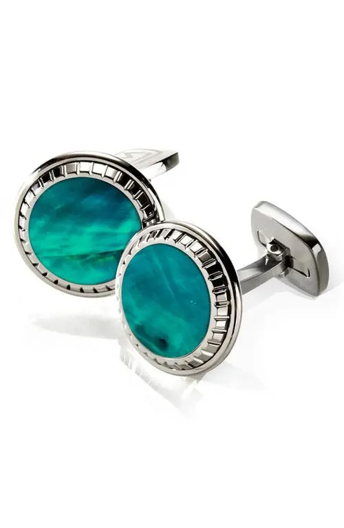M-Clip® Abalone Cuff Links - Stainless Steel/teal