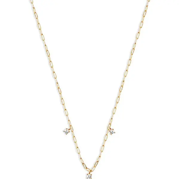 Argento Vivo Cubic Zirconia Station Necklace - Gold