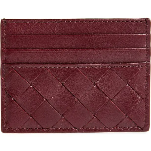 Bottega Veneta Intrecciato Leather Card Case - 2247 Barolo-gold