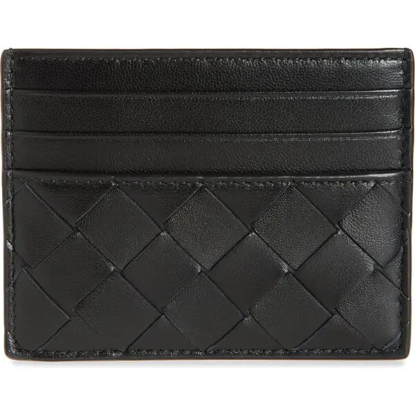 Bottega Veneta Intrecciato Leather Card Case - 8425 Black-gold