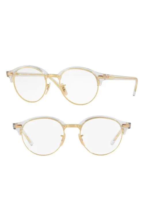 Ray-ban 47mm Round Frame Optical Glasses - Transparent