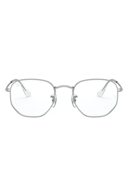 Ray-ban 54mm Rectangle Eyeglasses - Silver