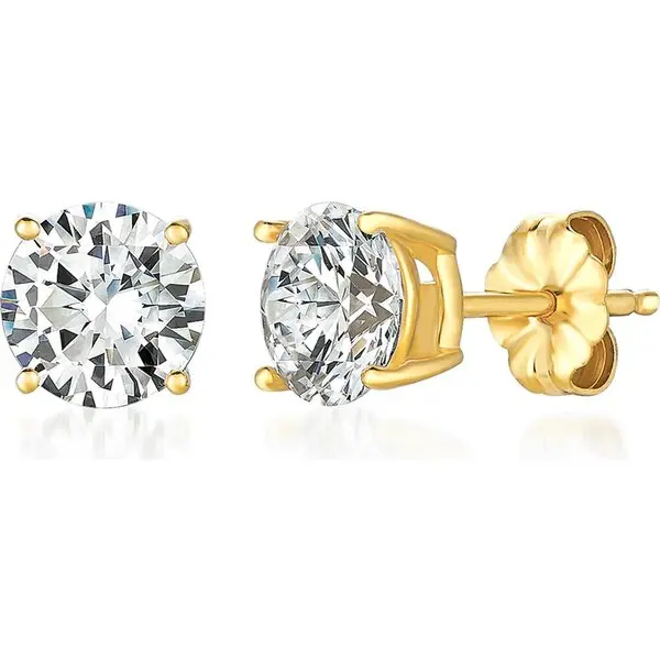 CRISLU Cubic Zirconia Stud Earrings - 18kt Yellow Gold