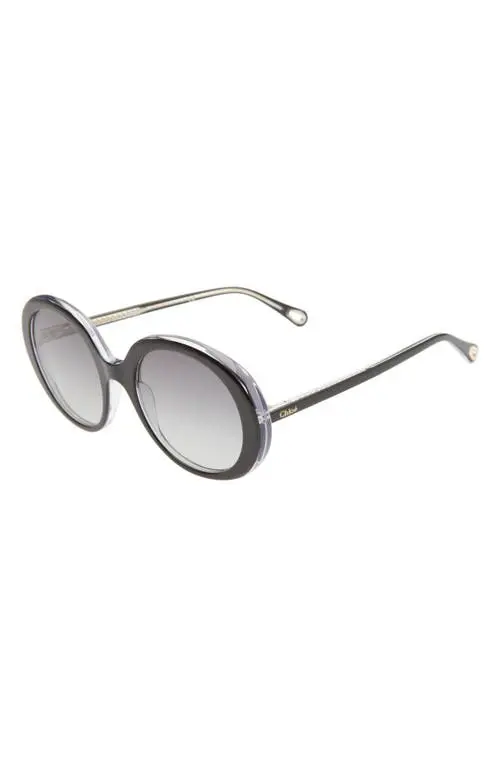 Chloé 54mm Gradient Round Sunglasses - Black/grey Gradient