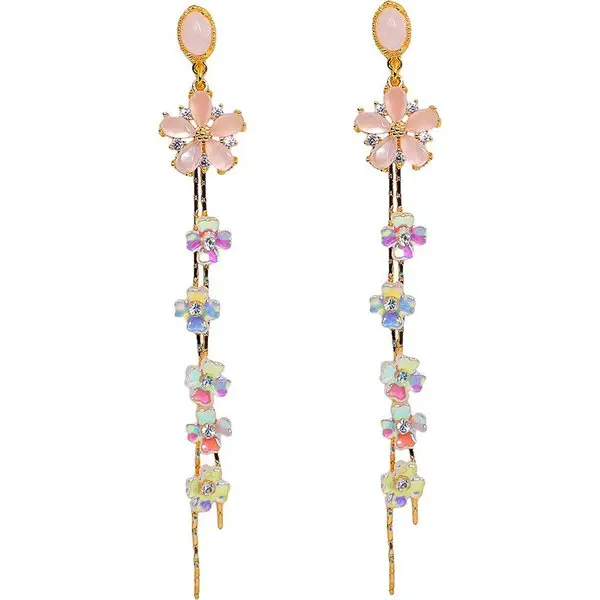 LA MENO Flower Drop Earrings - Gold